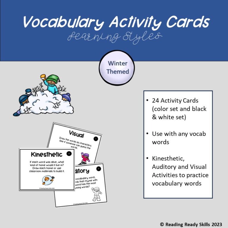 Vocabulary Cards: Learning Styles Activities (Winter) - Reading Ready ...